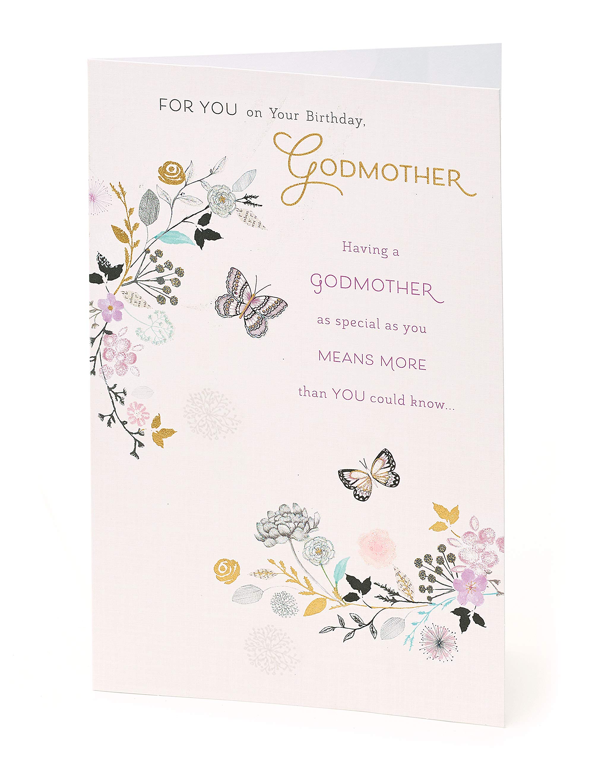 UK Greetings Godmother Birthday Card - Birthday Card for Her - Flowers and Butterflies Design