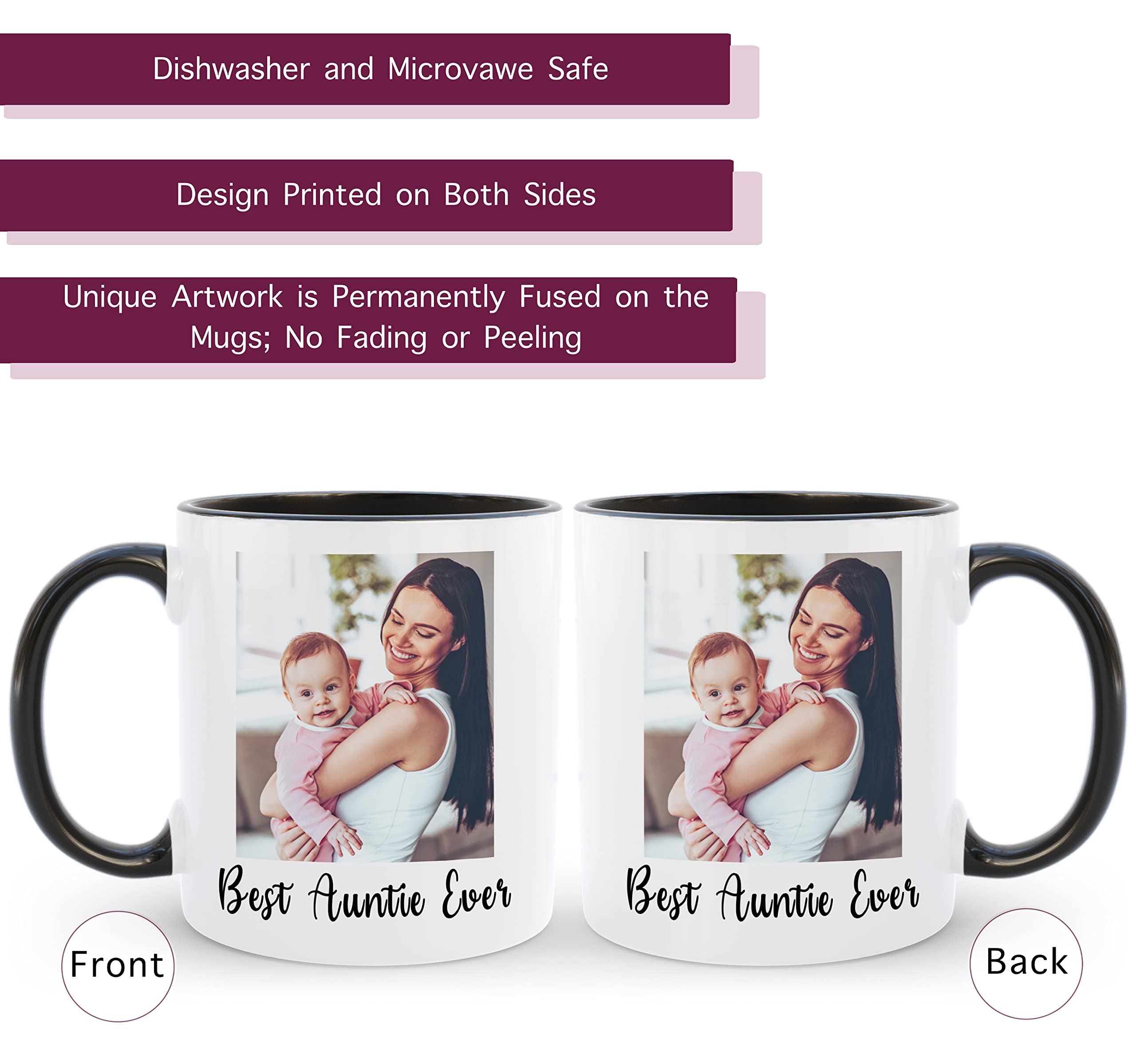 HomeBee Personalized Coffee Mug | Custom Photo Text or Logo Ceramic Mug | Customized 11 Oz Tea Cup β Unique Gift for Men & Women | Taza Personalizadas Design with Picture and Words | White β Black