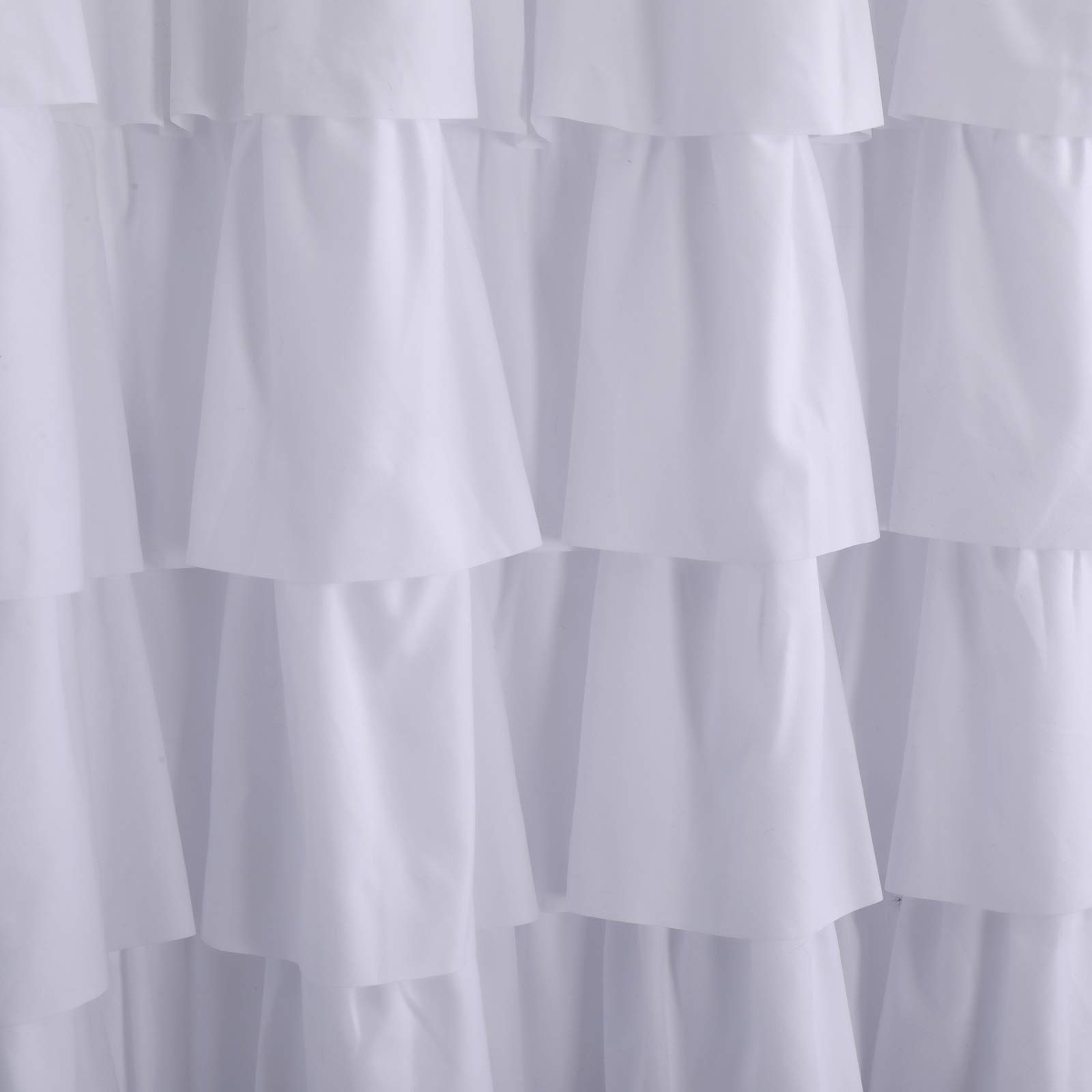 GARSTYLE White Ruffle Fabric Shower Curtain for Bathroom | Farmhouse Style 72ββx72ββ