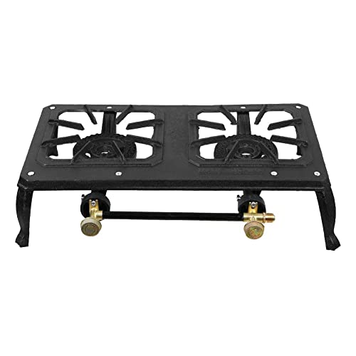 Propane Burner,Gas Burners for Cooking Outdoor,Gas Stove Burner, Camping Stove Propane Portable,Propane Grill Camping Iron Cast, 2 Burners Patio Yard Camping BBQ Cooking