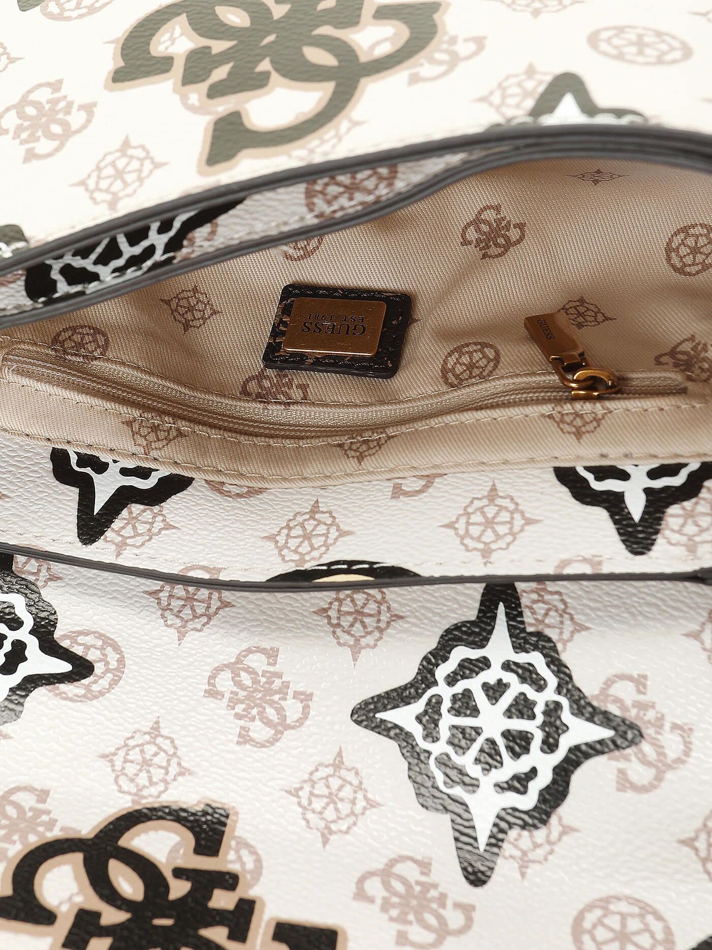 Guess ABEY CONVERTIBLE XBODY FLAP CREAM LOGO MULTI, Cream Logo Multi