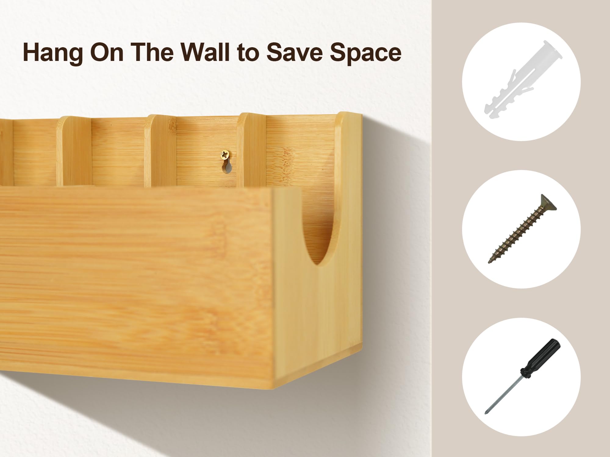 StorageWorks Bamboo Belt Organizer, Belt holder for Closet and Drawer, 7 Compartments Belt Case Storage Holder and Display for Accessories, Natural Bamboo