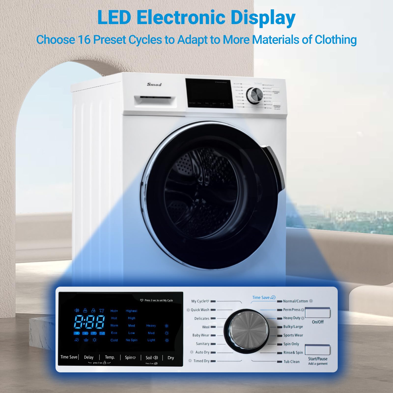 Smad 2.7 Cu. Ft Washer and Dryer Combo, 24" Ventless Washer Dryer Combo with Child Lock, Low Noise and Easy Store for RV and Apartment, White