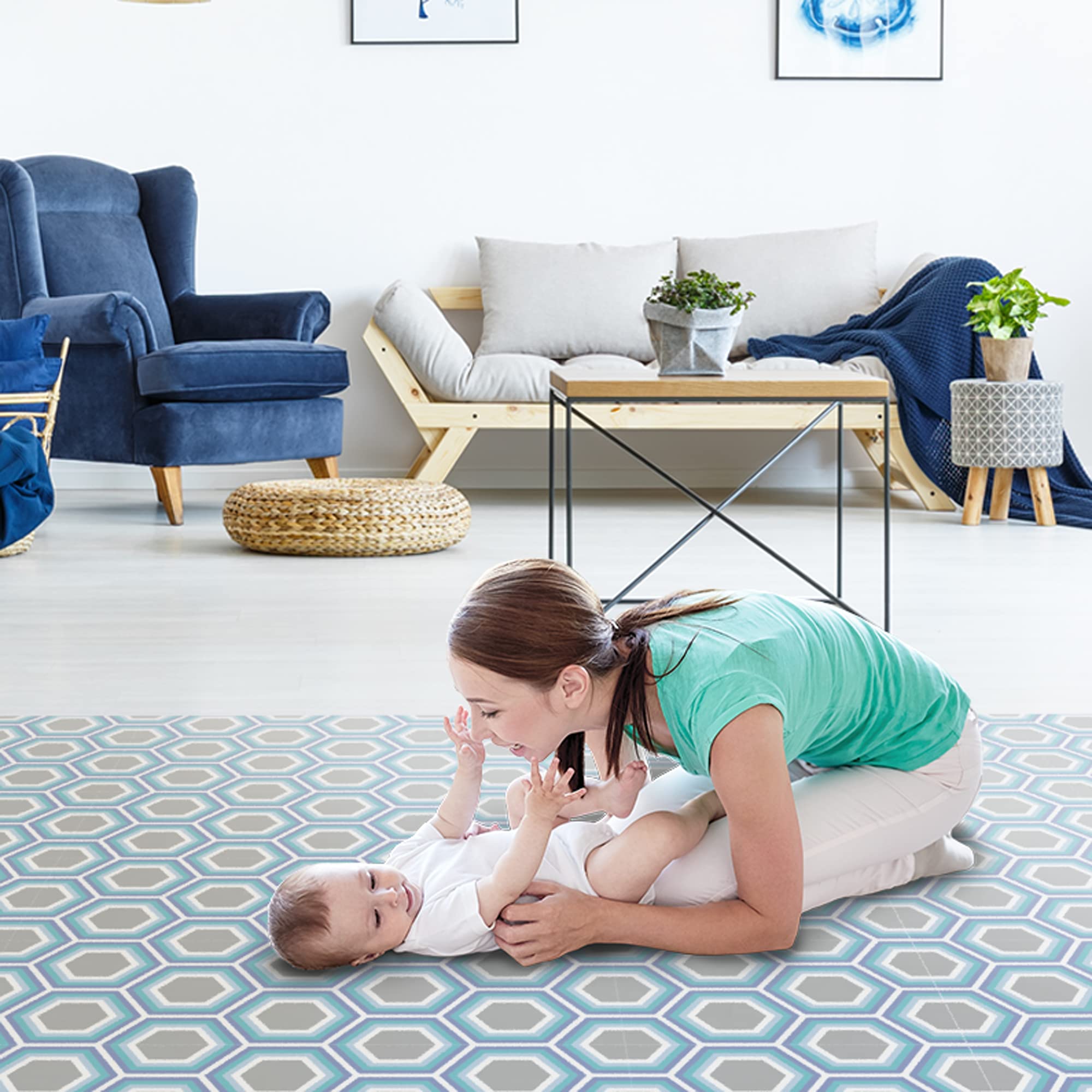 Fisher Price - Gelli Mat - Luxury Foam Baby Play Mat - Extra Large - Double Sided Print - Water-Resistant, Non-Toxic, Hypoallergenic - Use as Playmat, Excercise Mat, Yoga Mat, Tummy Time - 85” x 51”