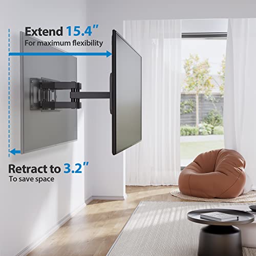 Pipishell Full-Motion TV Wall Mount for Most 37β75 Inch TVs up to 100 lbs, Wall Mount TV Bracket with Dual Articulating Arms, Extension, Swivel, Tilt, Fits 16" Wood Studs, 600 x 400mm Max VESA, PILF8