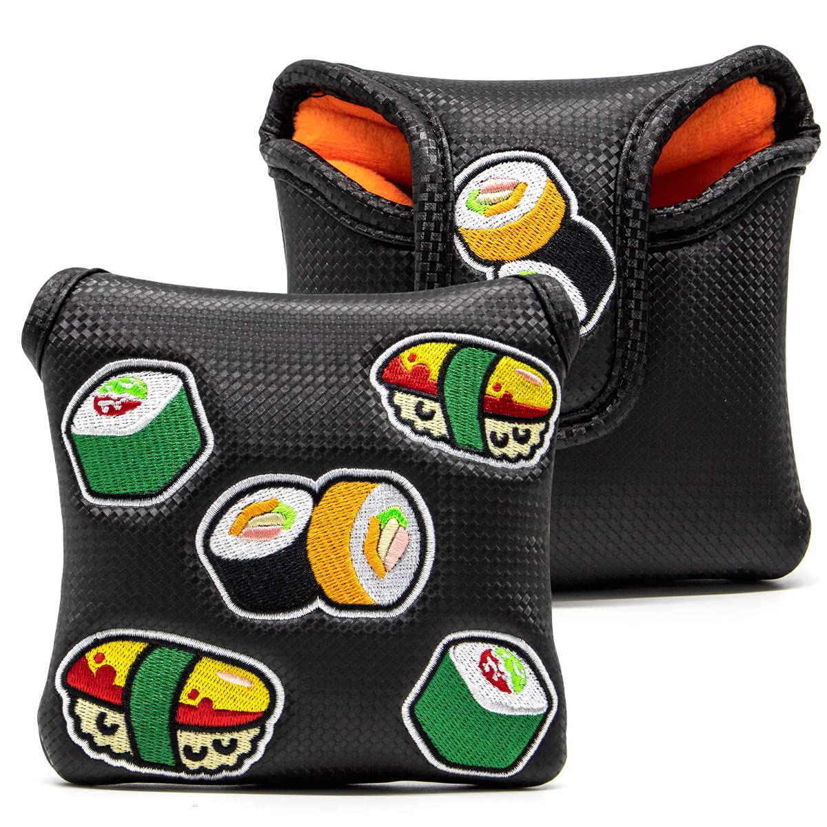 Golf Mallet Putter Cover, Sushi Pattern Putter Covers Golf Club Head Covers Putter Headcover for Mallet Leather Golf Putter Head Covers with Magnetic for All Brands