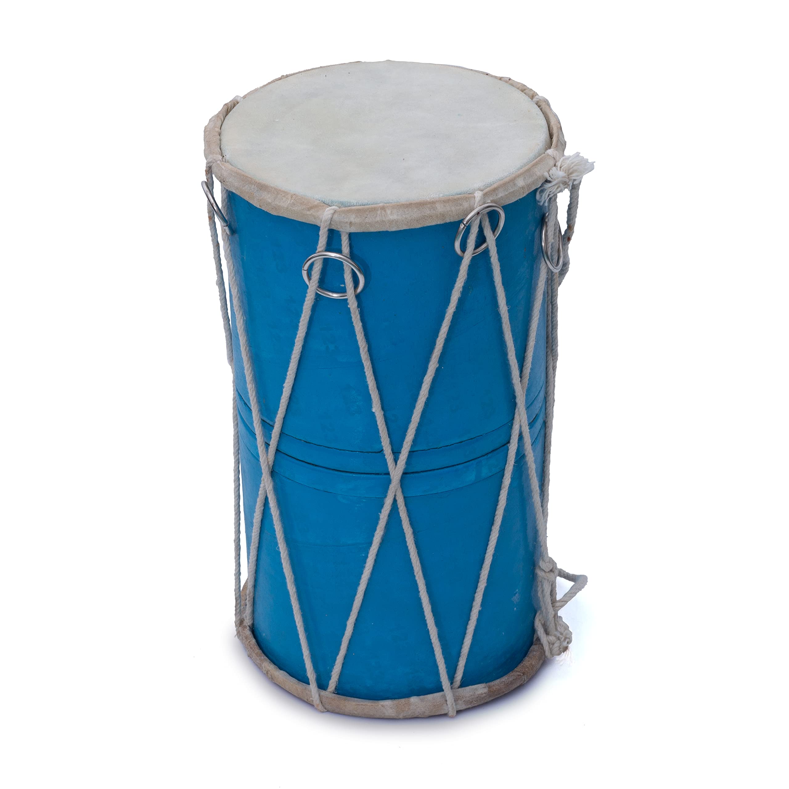 Handmade Wooden & Leather Classical Indian Folk Tabla Drum Set Hand Percussion Drums World Musical Instruments Punjabi Dhol Dholak Dholki 10 x 6 Inches Fun Birthday Housewarming Gift Ideas