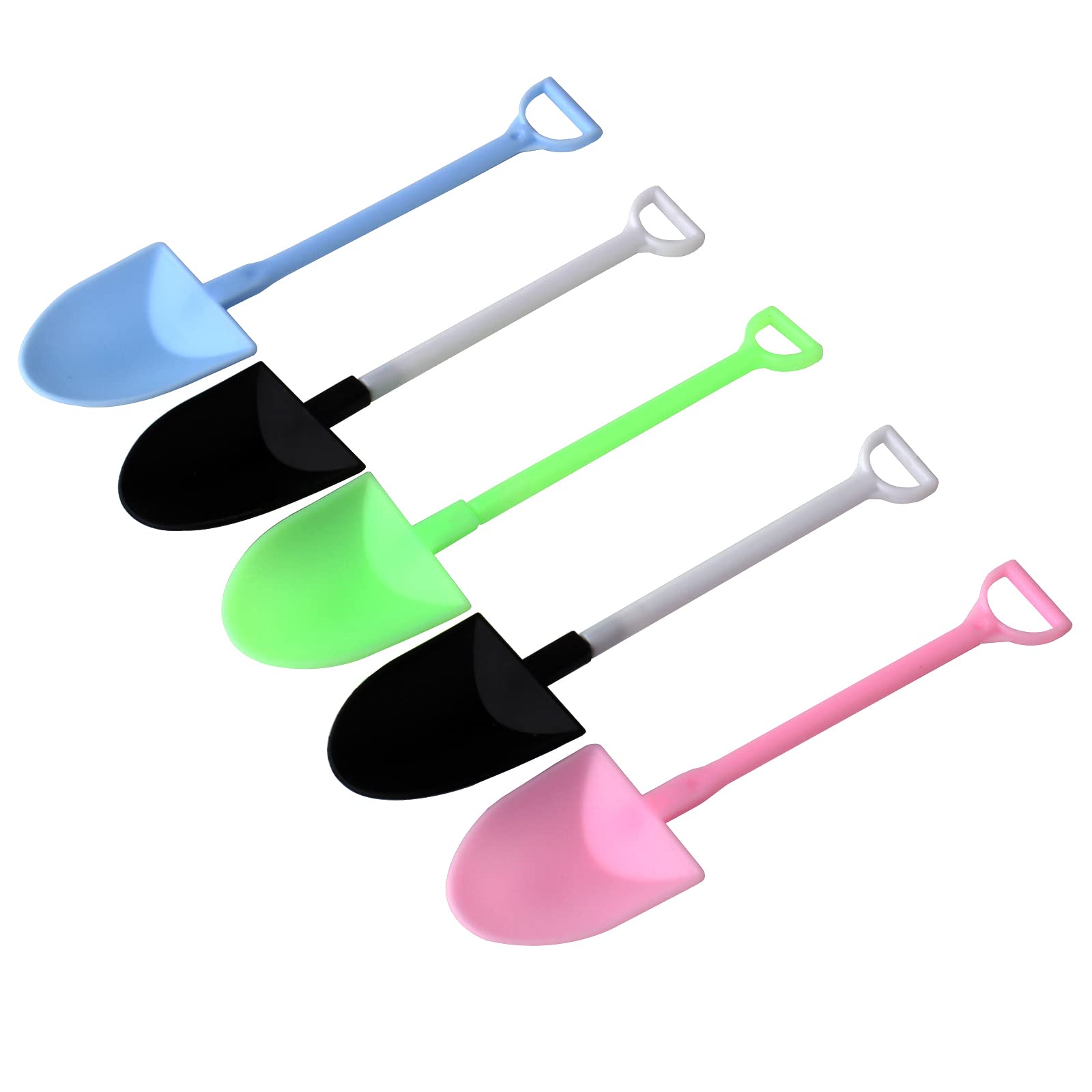 HAZOULEN Colorful Novelty Disposable Plastic Shovel Shape Dessert Spoon, Set of 100