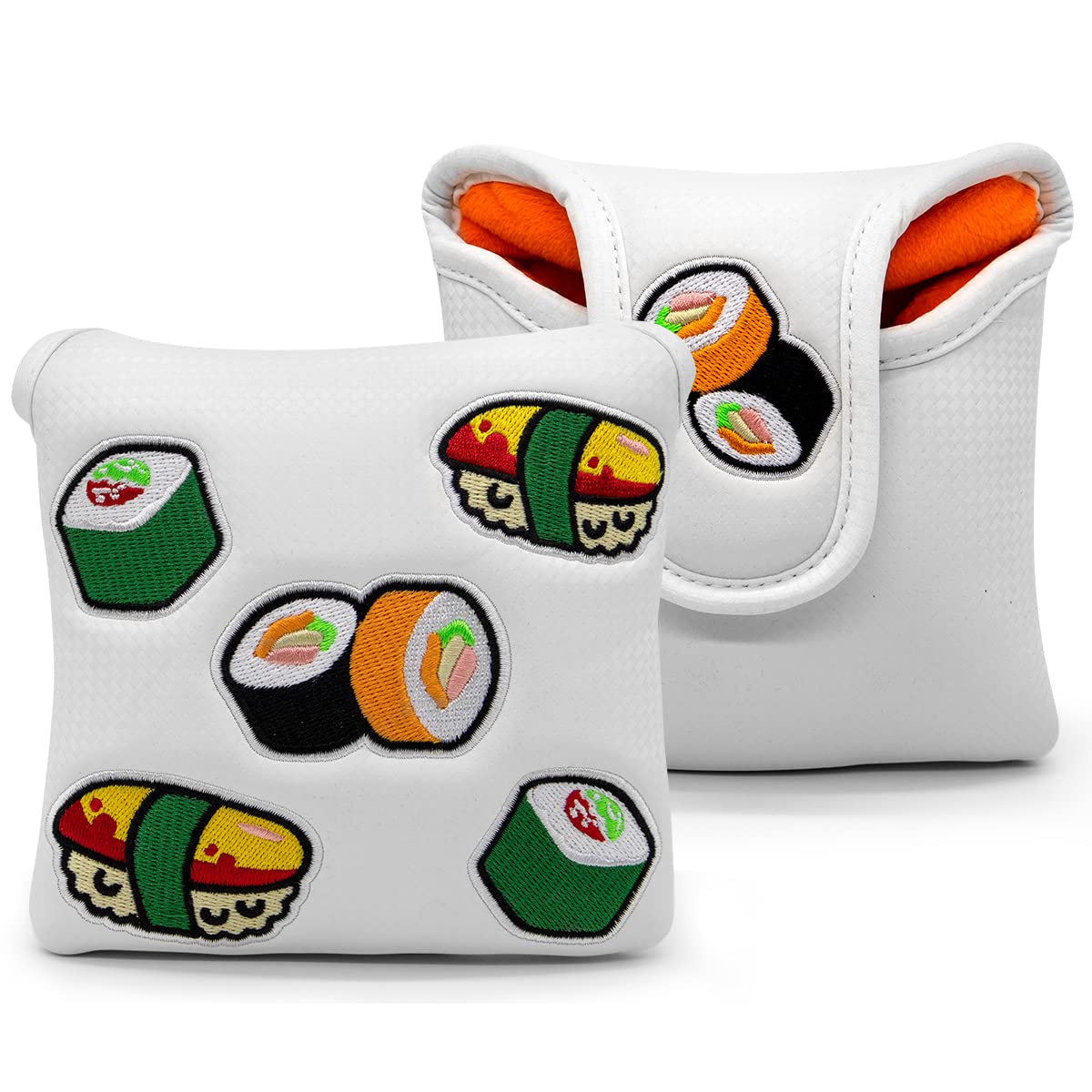 Golf Mallet Putter Cover, Sushi Pattern Putter Covers Golf Club Head Covers Putter Headcover for Mallet Leather Golf Putter Head Covers with Magnetic for All Brands