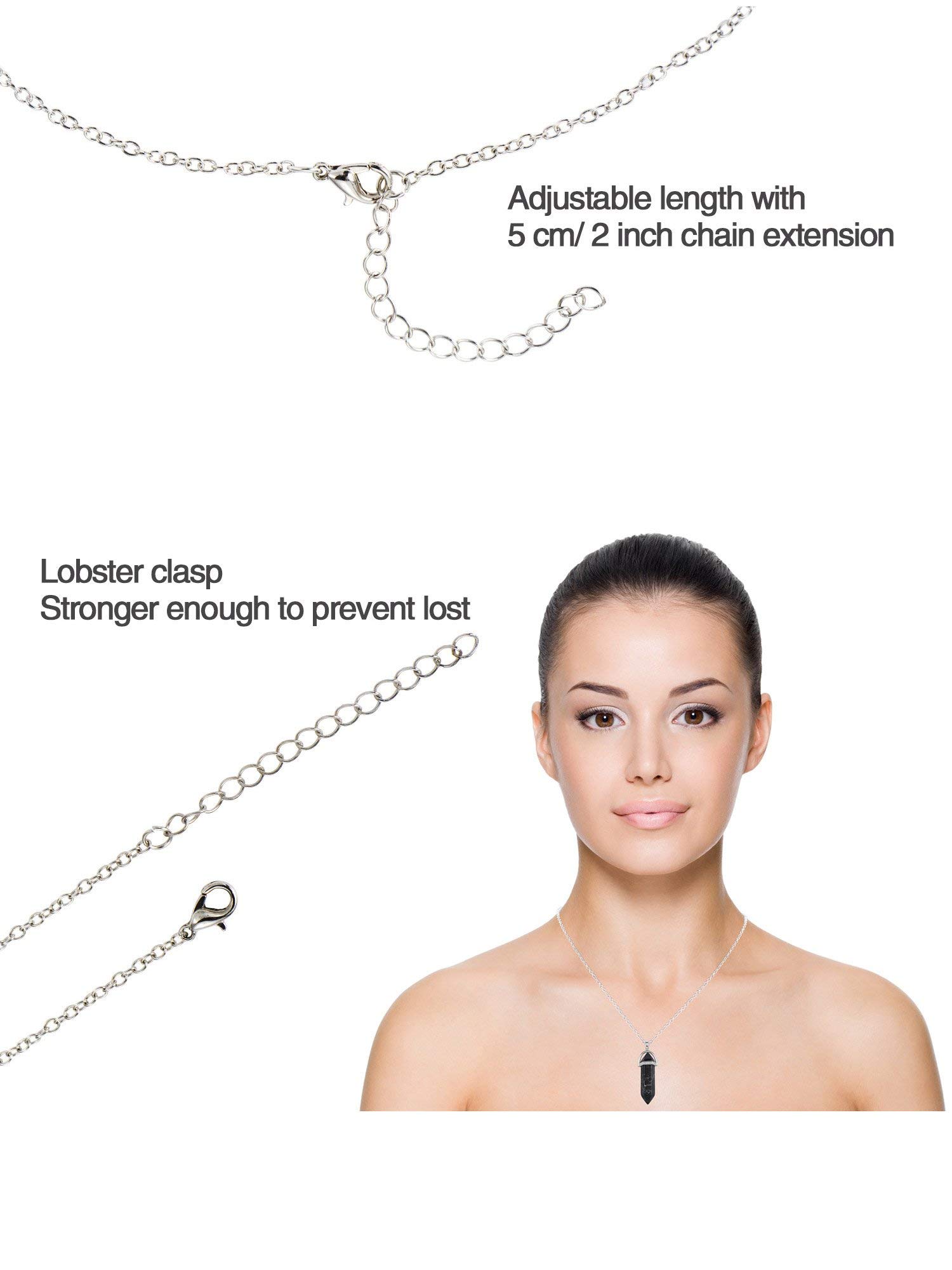 EBOOT womens 12 Pieces Hexagonal Chakra Crystal Bullet Shape Gemstone Pendant Necklaces Pointed Quartz Stone Chain Necklaces Artificial Stone with Storage Bag (Soft Color Set)