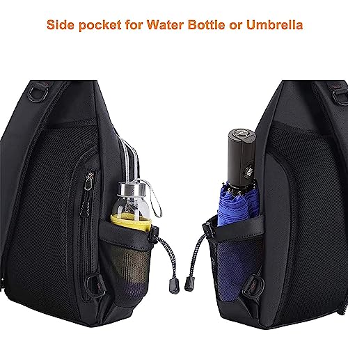 MOSISO Sling Backpack Double Layer Hiking Daypack Men/Women Chest Shoulder Bag, Black