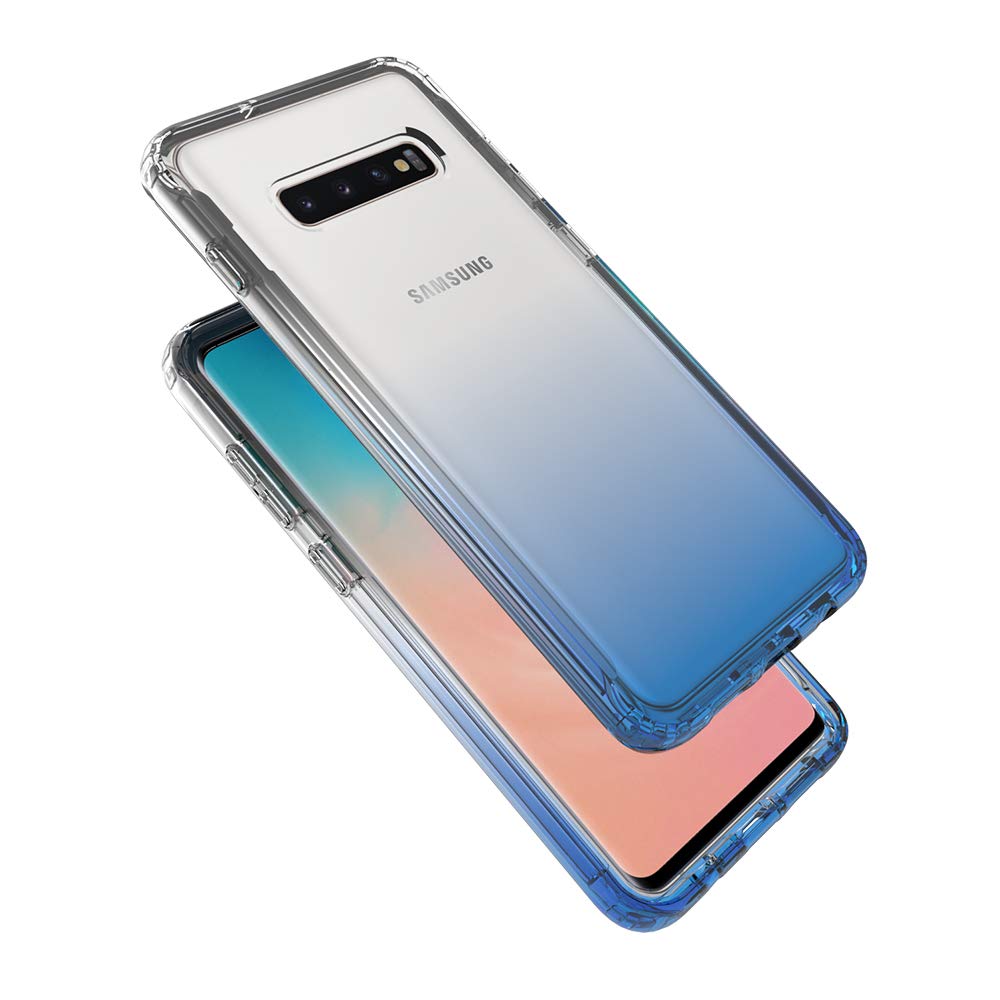 Galaxy S10+ Clear Case, Galaxy S10+ Slim TPU Case, Dual Layer Armor Defender Case Full-Body Transparent Clear Heavy Duty Shock Resistant Hybrid Rugged Cover for Samsung Galaxy S10 Plus- Black Blue