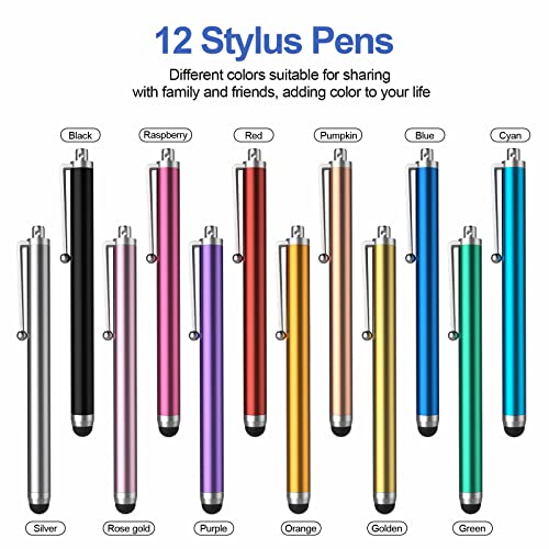 Stylus Pens for Touch Screens, Universal Stylus Pen 12 Pack High Precision Capacitive Stylus for iPad/iPhone/Android/Tablets/Chromebook/Kindle/Galaxy All Universal Touch Screen Devices