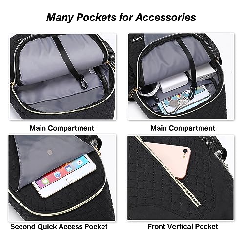 MOSISO Sling Backpack Small Hiking Daypack for Women Men, Rhombus Quilted Crossbody Sling Bag with Front Vertical Pocket & Removable Strap One Shoulder Chest Bag, Black
