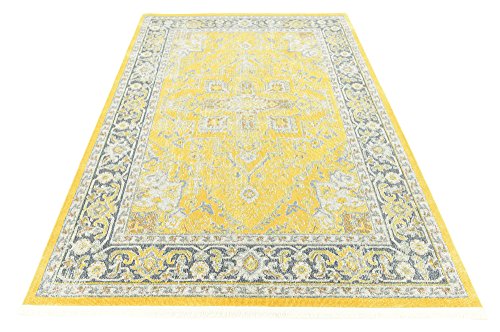 Unique Loom Baracoa Collection Area Rug - Prado (5' 5" x 8' Rectangle, Yellow/ Ivory)