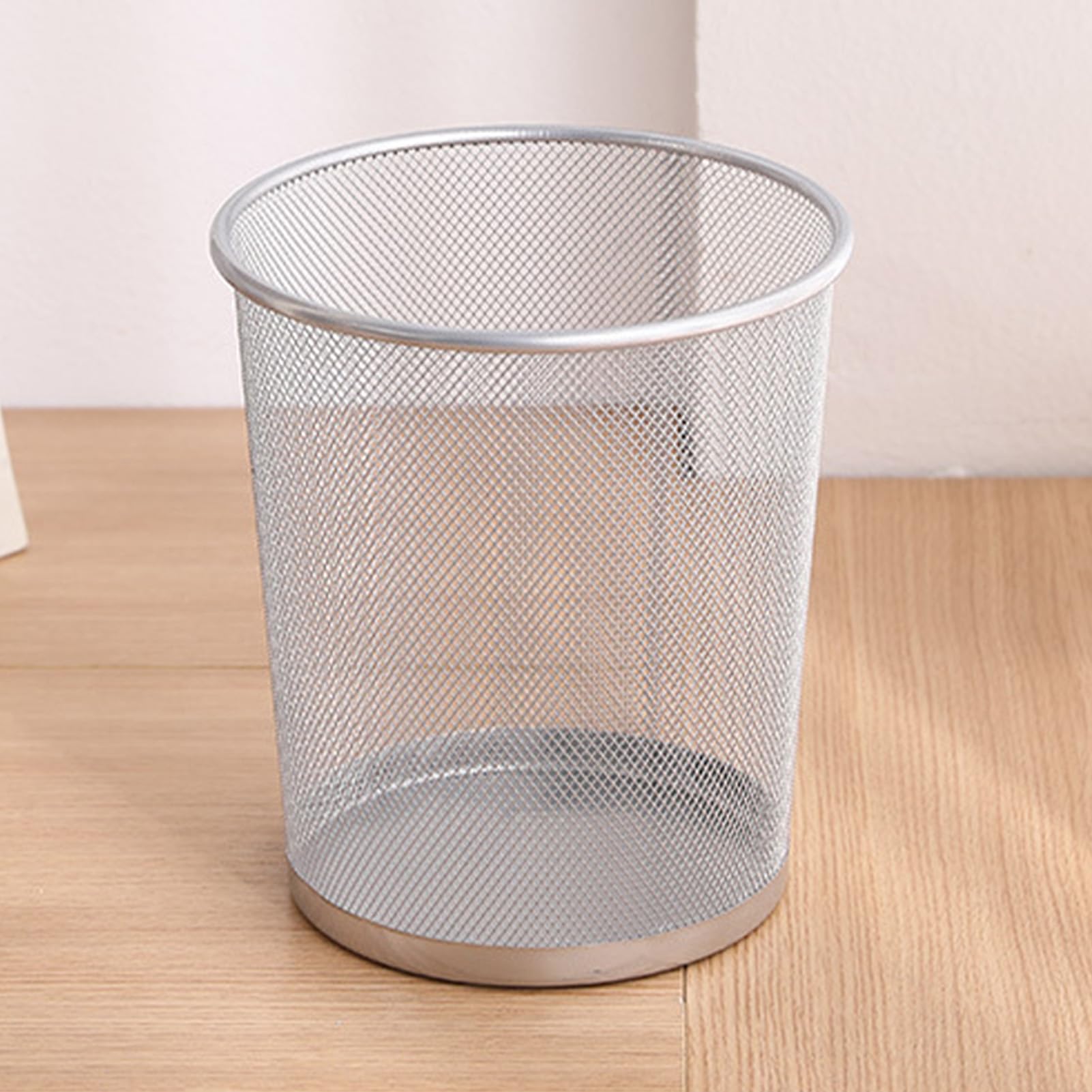 Metal Mesh Trash Can, Sturdy Iron Trash Bin, Circular Shape, Convenient, Lightweight, Compact, High Strength, Mesh Trash Can for Kitchen Bathroom Office Room (Black)
