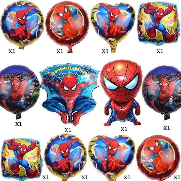 Superhero Balloons for Kids Birthday Baby Shower Super Hero Theme Party Decorations (Spider)