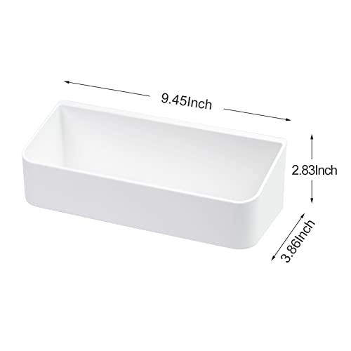 KATEI STORY Set of 2 Shower Caddy Adhesive Bathroom Shelf Organizer Wall Mounted Storage Rack No Drilling Shower Shelf Bath Essentials Shampoo Spice Holder Clear Adhesives White