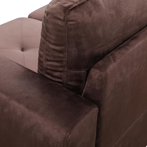 LostCat 97" W Sectional Sofa with Chaise, Modular Sectional Sofa, Microfiber Fabric Modular Couch, L Shaped Sofas & Couches Sectional Couches for Living Room Furniture Sets, Brown