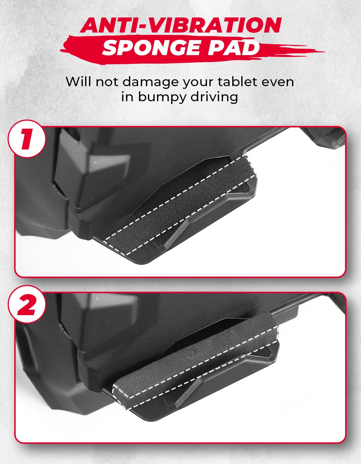 KEMIMOTO Portable Electronic Device Mount, Black, Compatible with 5.1" to 10" Smartphones and Tablets, Easy Installation, Stable and Durable, Fits Polaris RZR PRO XP/XP4 2020-2024