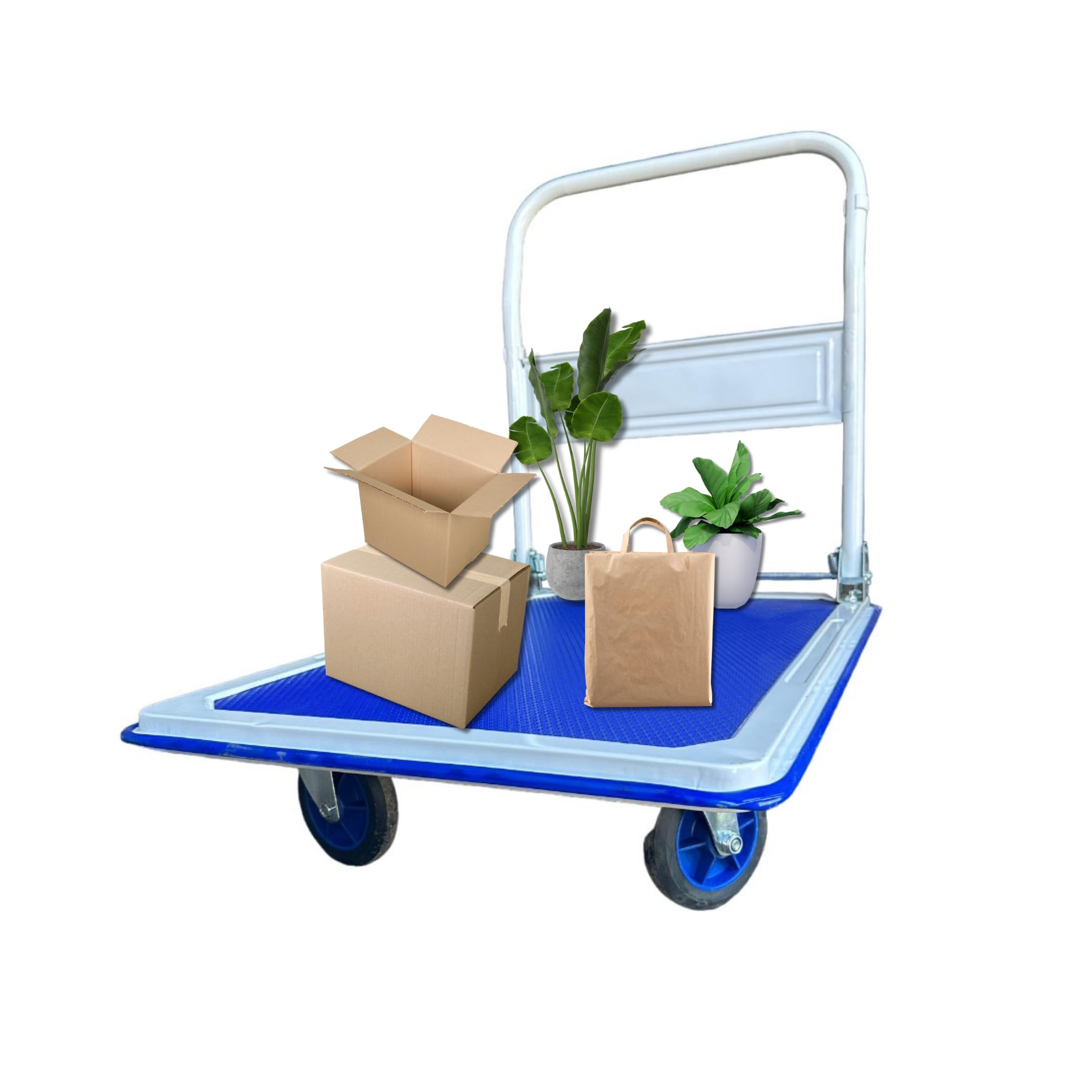 Ironbar 500 LBS Platform Dolly Cart Folding 34.25 in x 24 in PU Wheels Utility Push Cart for Home Garden Warehouse Work Office Travel