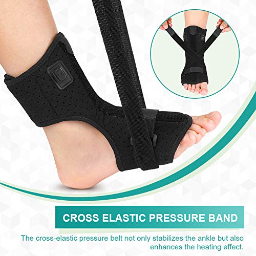 VINGVO Foot Heating Pad,Plantar Fasciitis Support Brace 1 Pair Compression Foot Sleeves Heated Therapy Night Splint Achilles Tendonitis for Arthritis Sprains Strains Heel Spur Torn Tendons