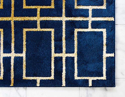 Unique Loom Marilyn Monroe Glam Collection Area Rug - Deco (5' 3' x 8' Rectangle, Navy Blue Gold/ Gold)