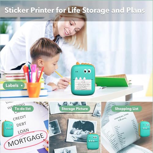 Mini Thermal Printer, 200DPI Bluetooth Receipt Printer, Inkless Pocket Printer with APP, Portable Black White Printer for Pictures Labels Texts, Compatible with iOS Android Phone