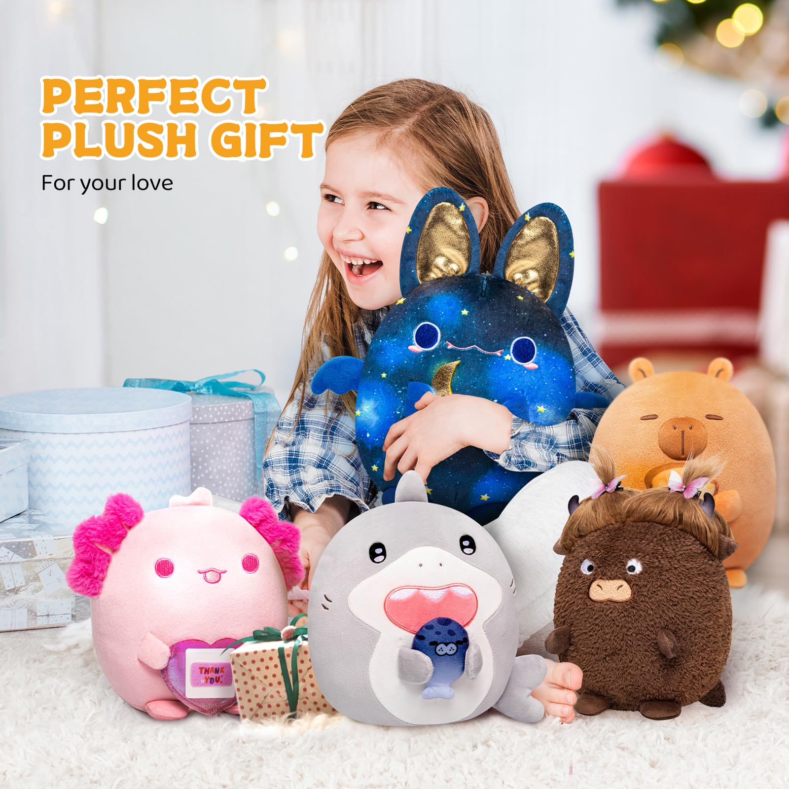 Mewaii Kawaii Cute Kids Plush Toy Pillow, Kawaii Plushie Cute Stuffed Animal, Soft Bat Plushies Squishy Plush Toys(Starry Bat)