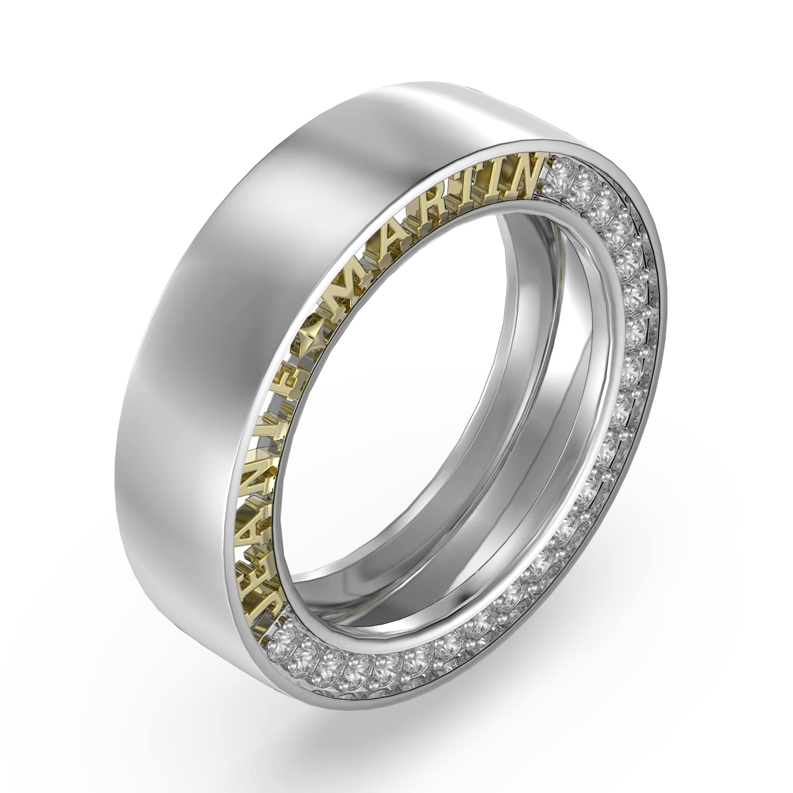 lagofit 3D Custom Name Couple Rings Set Personalized Promise Rings for Couples with Birthstone Engagement Ring Wedding Band, Anniversary Birthday Gift for Him Her (Style 4)