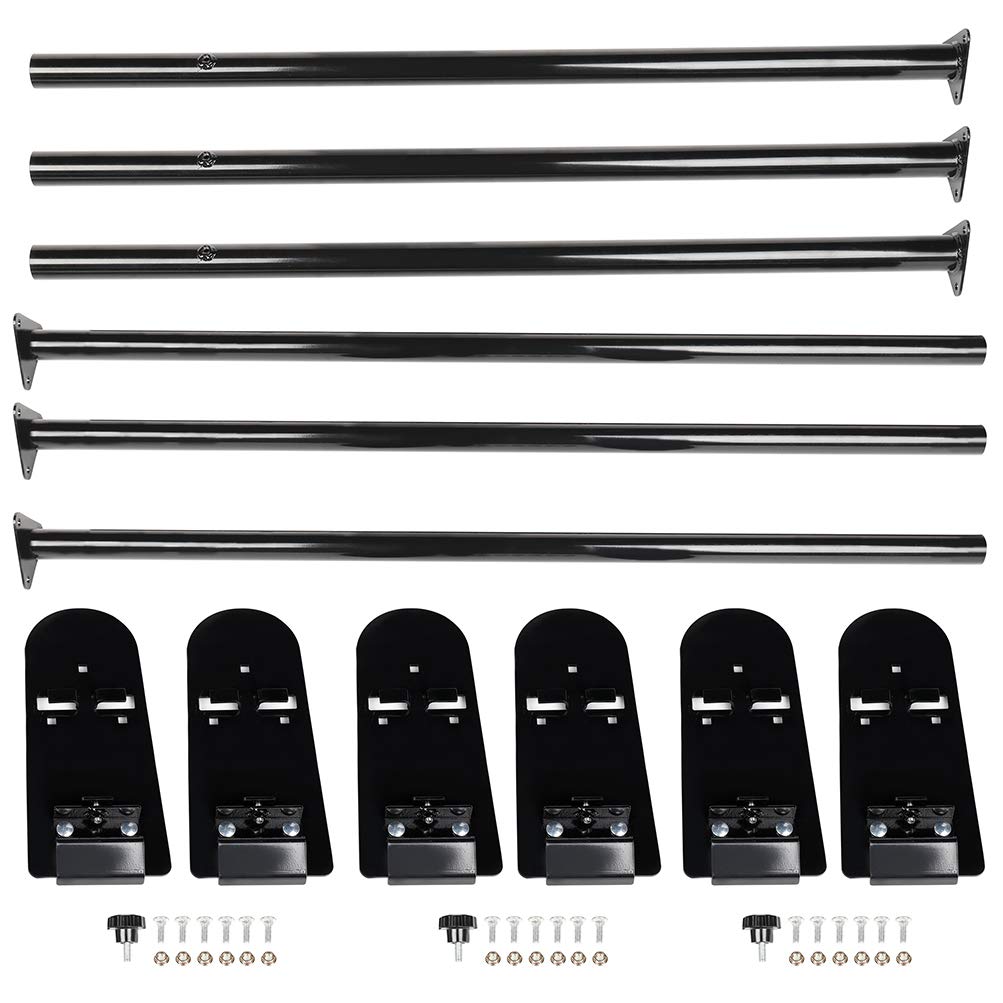 ECCPP Adjustable Van Ladder Rack Hightop 3 Bars Roof Rack fit for Chevy Express 2500 for GMC Savana with Rain Gutters Heavy-Duty Steel Pickup Truck Ladder Rack 700Lb Lumber Utility
