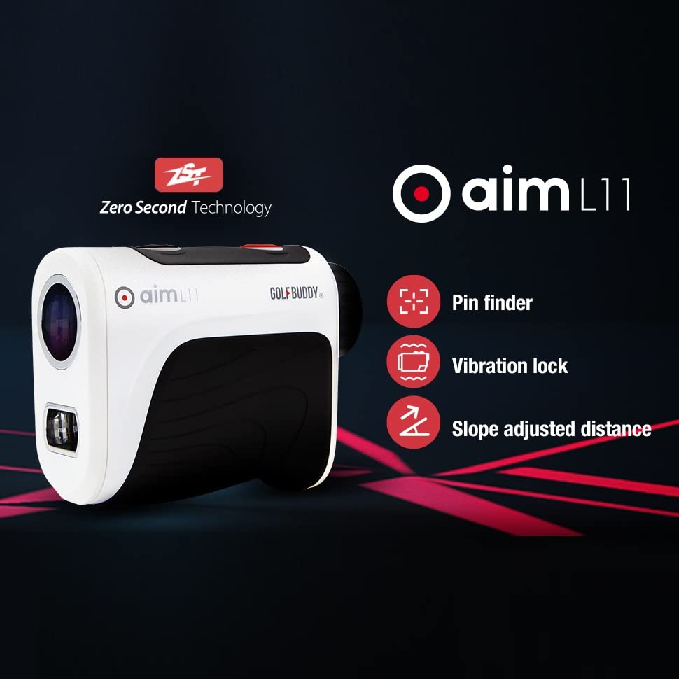 GOLFBUDDY Aim L11 Golf Laser Rangefinder, Slope Compensation, Ergonomic, Light Weight, Sporty Design, Slope-Adjusted Distance, Vibration Alert, 3 Targeting Mode, 6X Bright Magnification, Hard Case