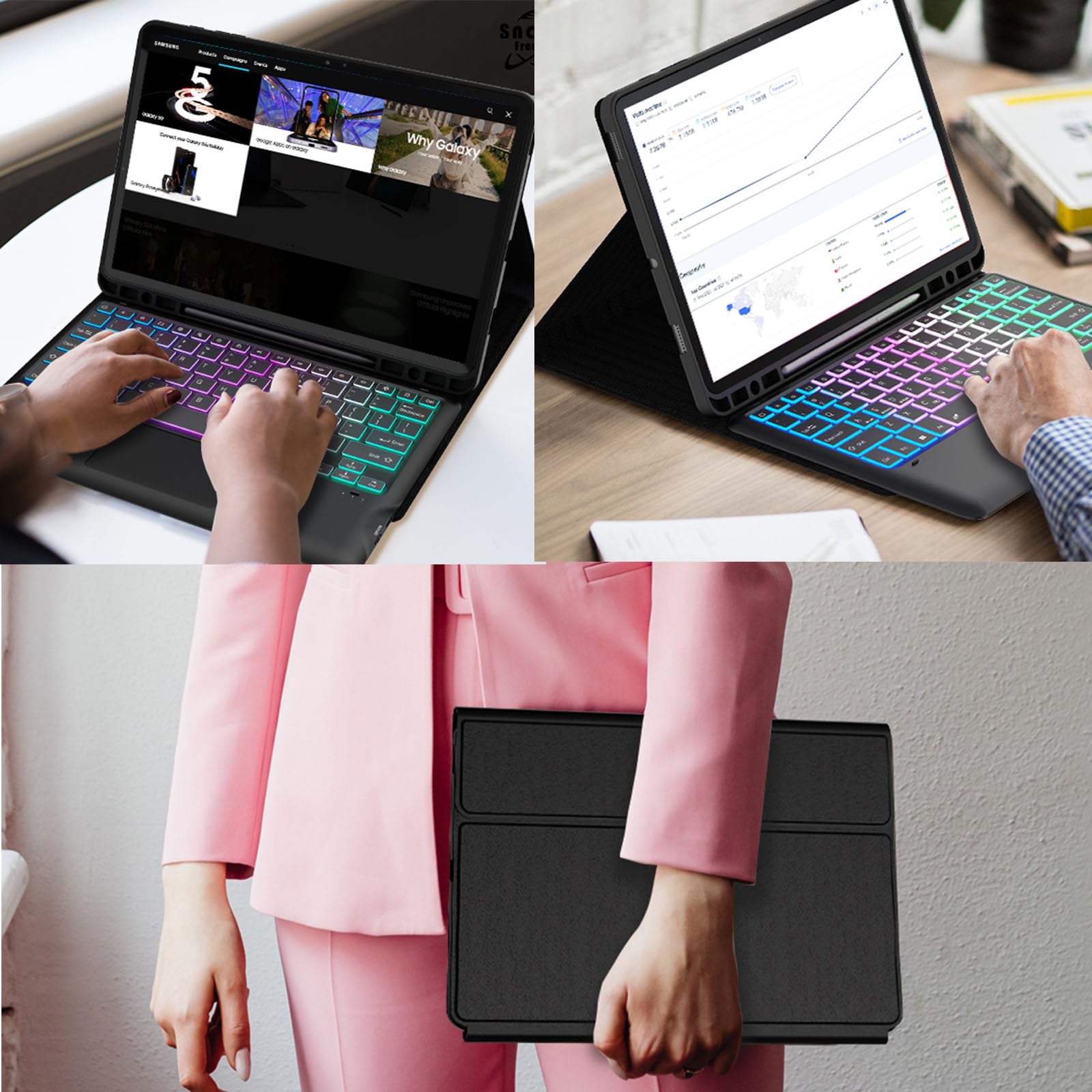 Keyboard Case for iPad 10th Generation 2022 10.9 inch: 7 Color Backlit Detachable Bluetooth Wireless Keyboard - Multi-Touch Trackpad Magnetic Keyboard Cover with Pencil Holder for iPad 10.9 inch 2022