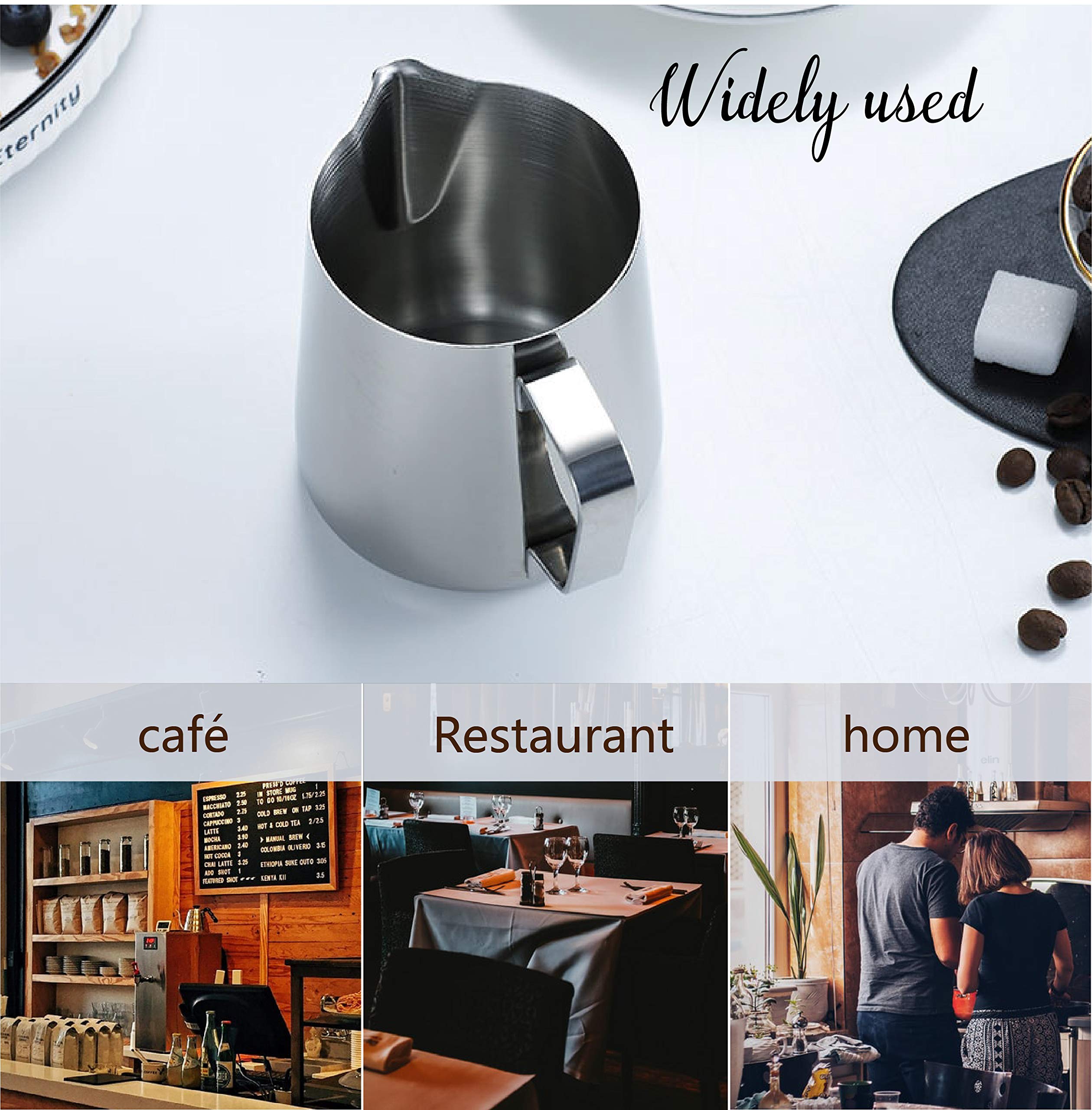 Seninhi Milk Frothing Pitcher Jug Coffee Spoons Frother Steamer Cup Foam Making - Suitable for Espresso - Latte Art Chai Cappuccino Hot Chocolate - Stainless Stee
