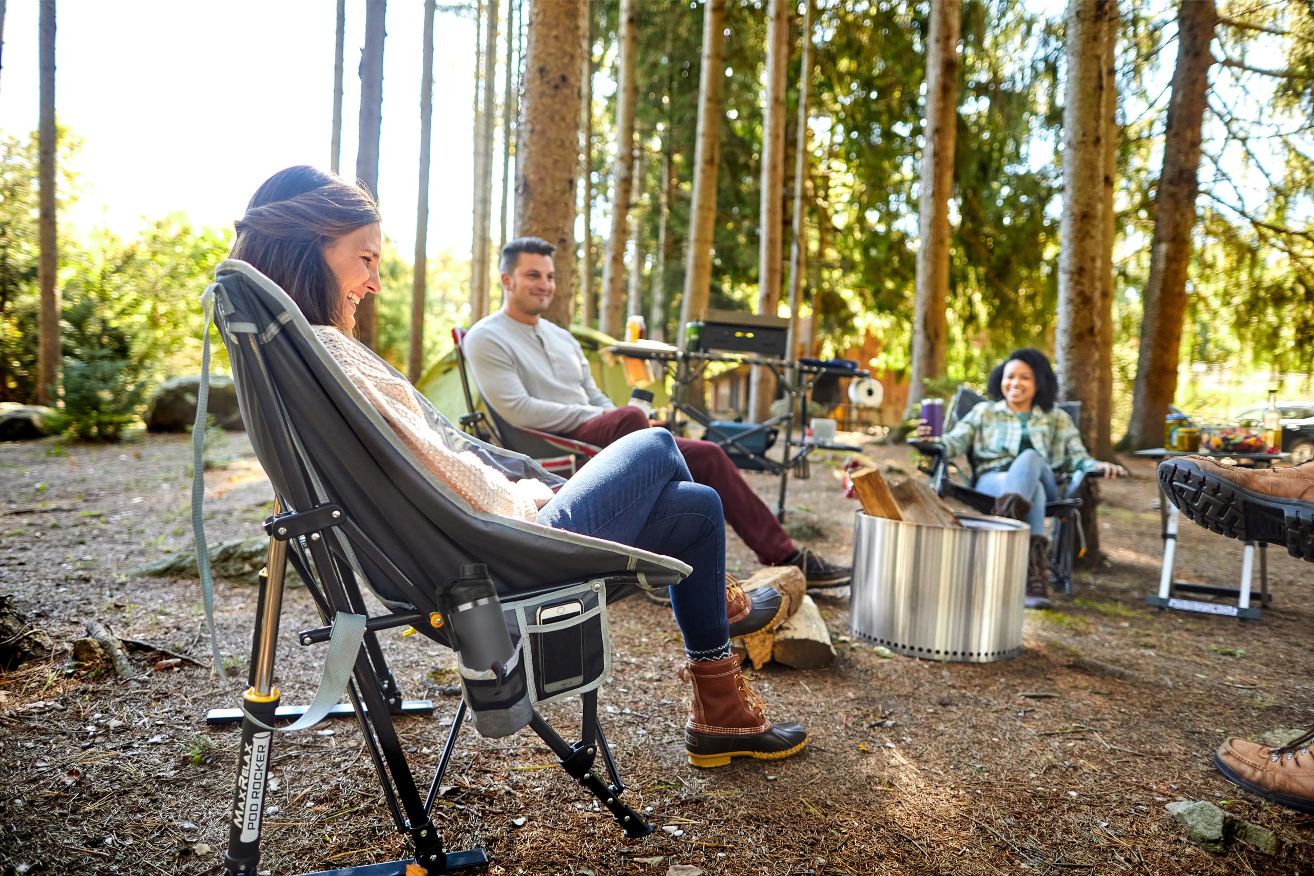GCI Outdoor MaxRelax Pod Rocker Portable Rocking Chair & Outdoor Camping Chair, Red