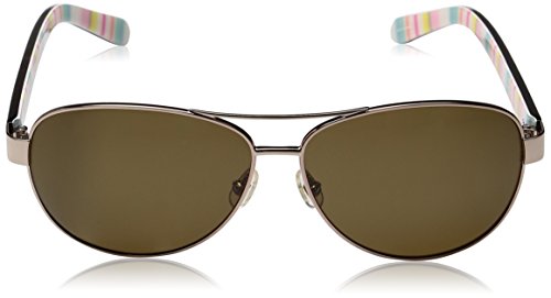 Kate Spade New York Women's Dalia 2 Aviator Sunglasses, Red Gold/Brown Polarized, 58 mm