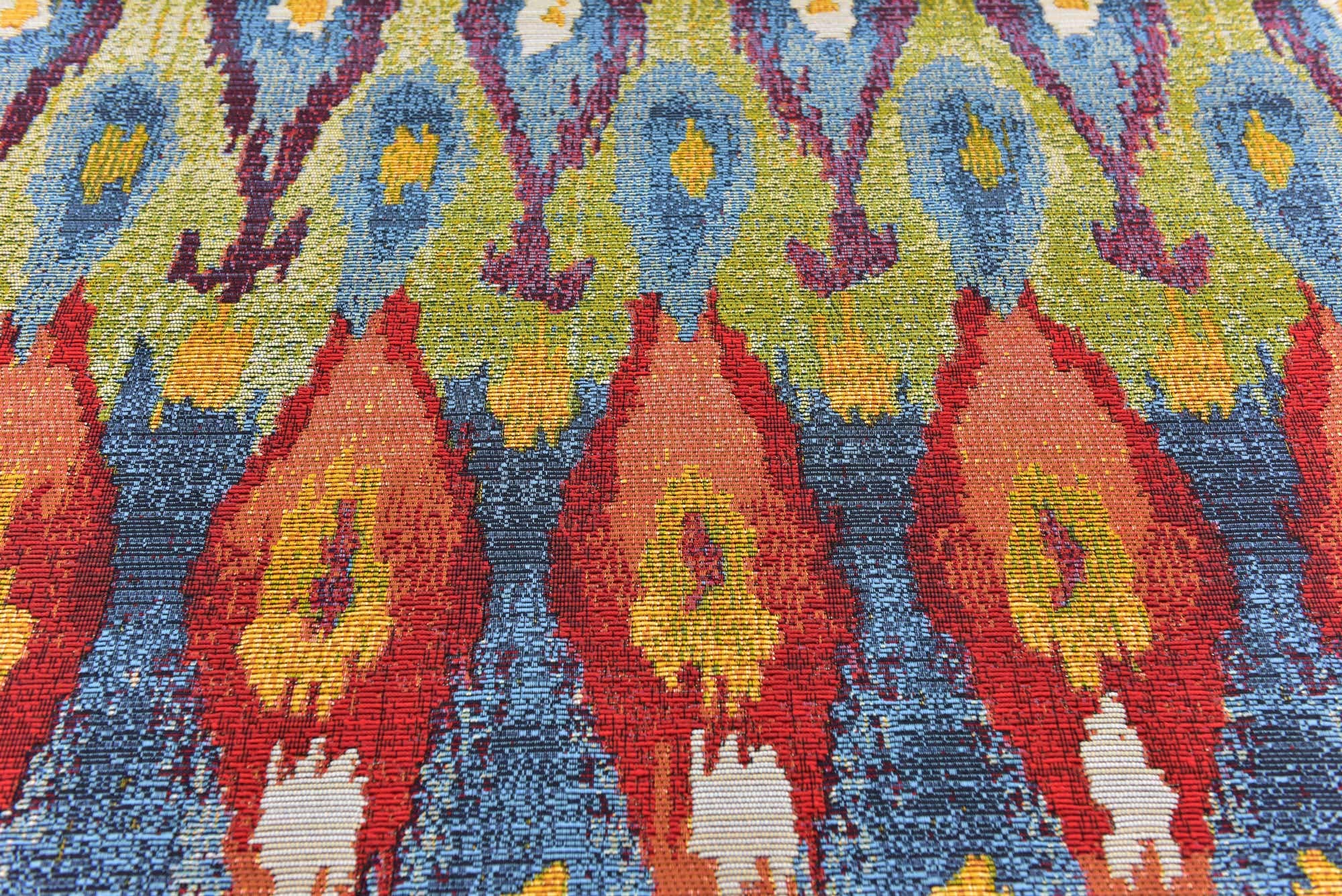 Unique Loom Outdoor Modern Collection Area Rug - Ikat (4' 1" x 6' 1" Rectangle, Multi/ Burgundy)