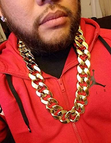 YWQZGYP Big Chunky Plastic Hip Hop Chain Necklace,26",32",36",40" (32 inches, Gold)