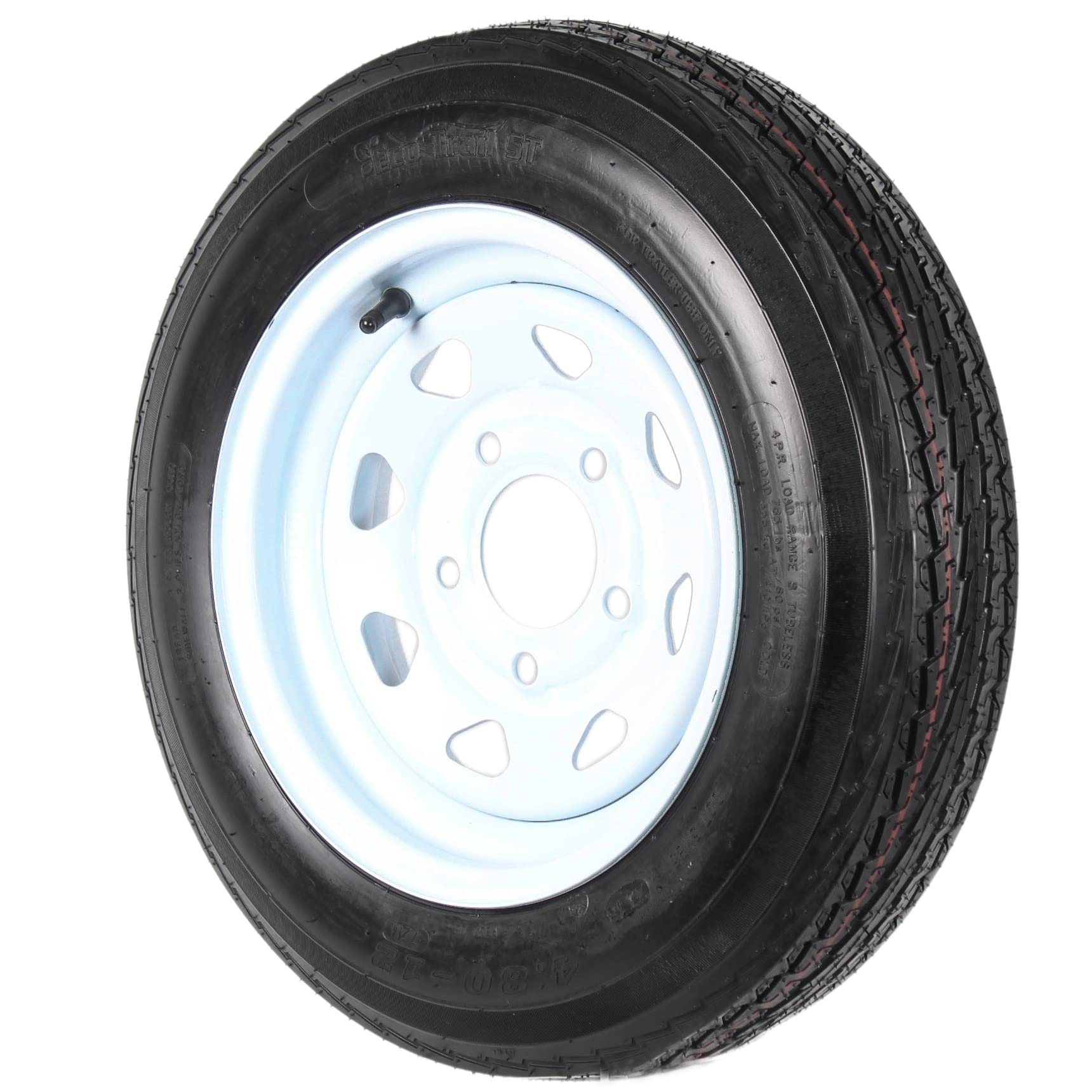 eCustomrim 2-Pack Trailer Tire On Rim 4.80-12 Load C 5 Lug White Spoke Wheel 30660-2 Year Warranty w/Free Roadside