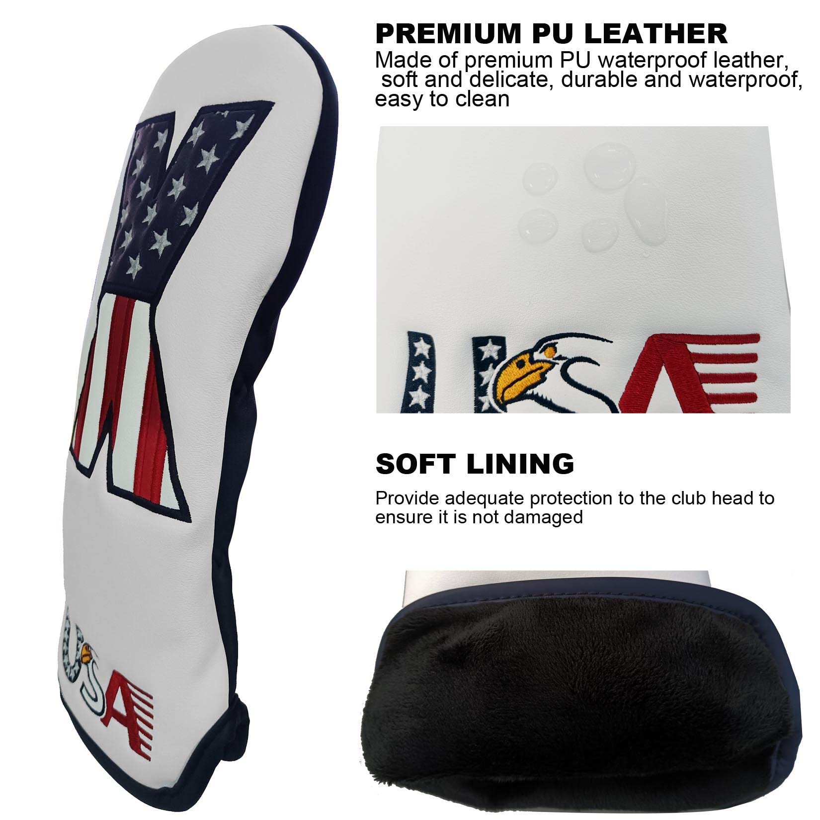 LAISUNTIM Golf Club Head Cover - USA Flag Golf Headcovers for Driver
