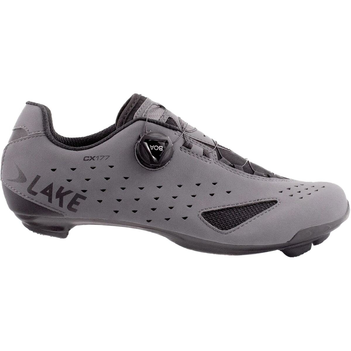 Lake Cx177 Wide Cycling Shoe - Men's Matte Grey/Black, 47.0