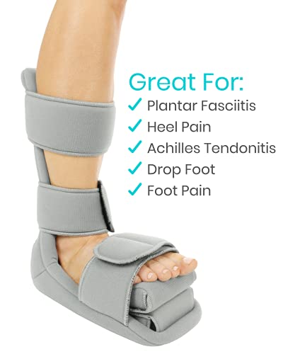 Vive Plantar Fasciitis Night Splint Plus Trigger Point Spike Ball - Soft Leg Brace Support, Orthopedic Sleeping Immobilizer Stretch Boot (Small: Men's: Up to 5, Women's: Up to 6.5)