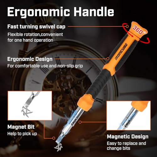 IRONCUBE Ratcheting Screwdriver Set, 56Pcs Phillips Slotted Torx Hex Pz and Socket, Magnetic Bits Set for Household, Cool Gifts for Men or Father