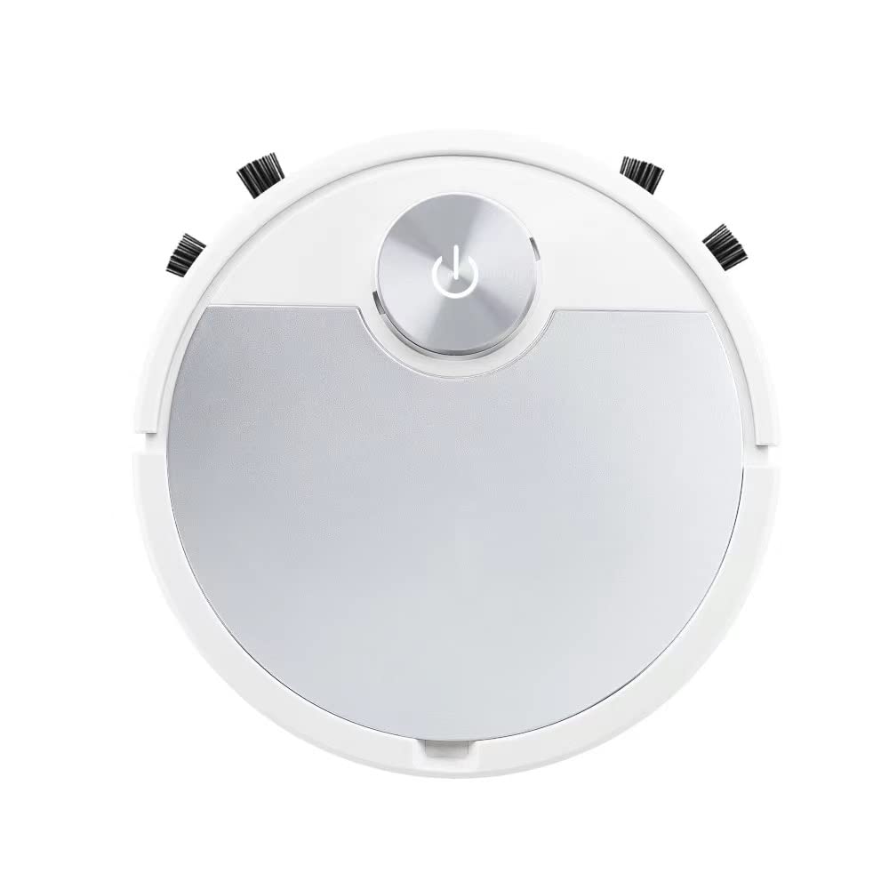 MEGCCR 3 in 1 Intelligent Sweeping Robot, Automatic Cleaner Lazy Multifunctional Vacuum Cleaner Home Suction Sweeping Cell Phone a Key to Start, Dry and Wet Mopping Cleaning (Silver)