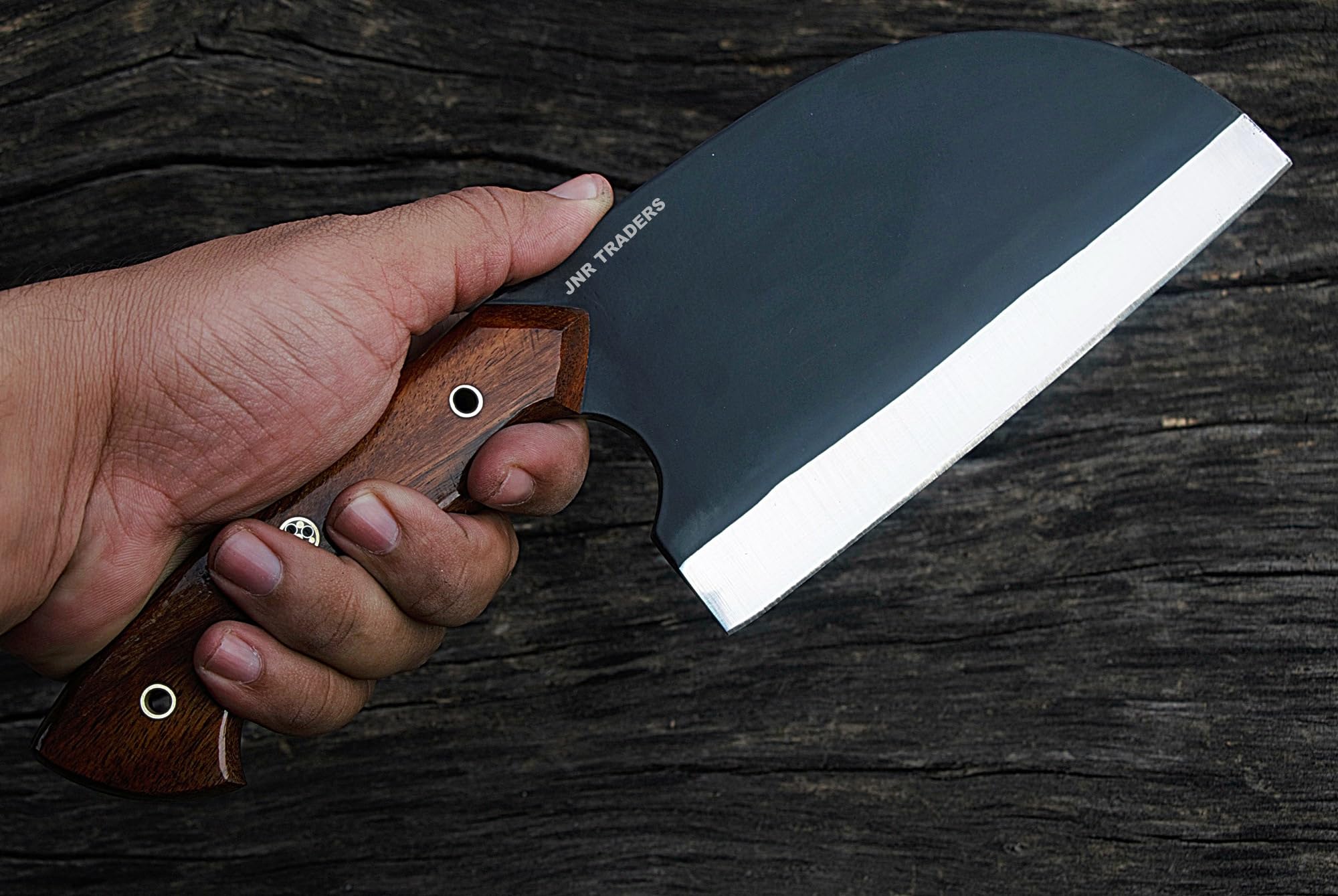JNR Traders Cleaver Serbian Chef Knife 11.5" Handmade Full Tang Carbon Steel Cleaver for Meat Vegetables Cutting Chopping with Leather sheath 5510