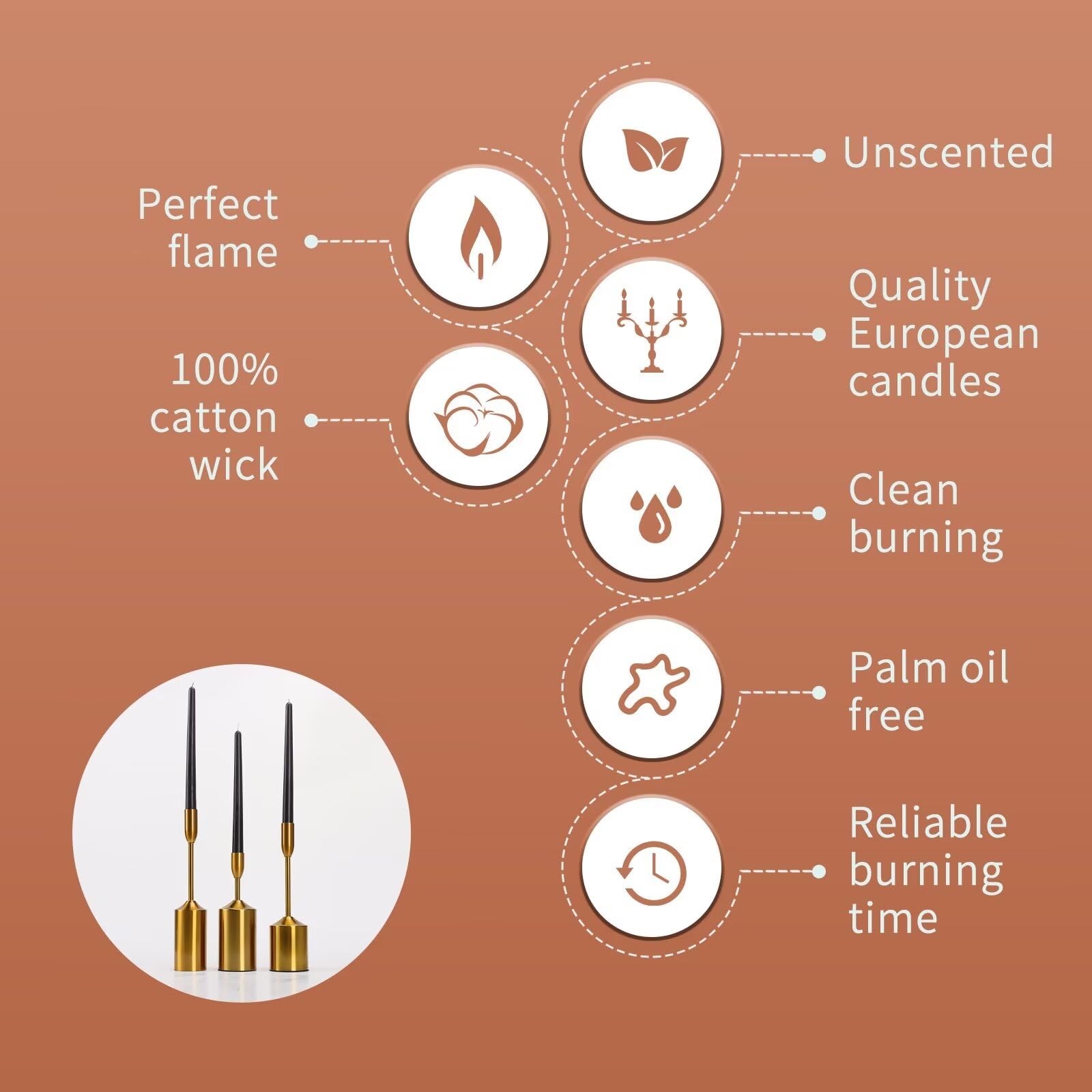 SOFT BREEZE 24 Pack Tall Taper Candles-4/5x10 Inch Ivory Dripless Candles Sticks, Unscented Dinner Candles, 7~9 Hour Burn Time-Ivory Colors