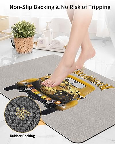 Super Absorbent Diatom Mud Mat Halloween Gold Polka Dot Pumpkin Truck Retro Quick-Drying Thin Bath Mat Non-Slip Bathtub Mat Anti-Skid Rubber Bathroom Shower Mat 16x24in