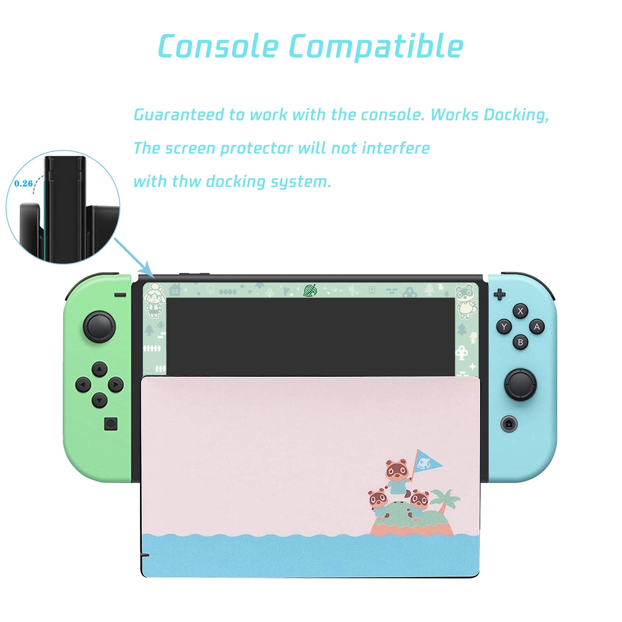 FANPL for Animal Crossing Design Border Tempered Glass Screen Protector for Nintendo Switch, Transparent HD Clear Protector Film for Switch, [Anti-Scratch, Anti-Fingerprint, Shatterproof, Bubble-Free]