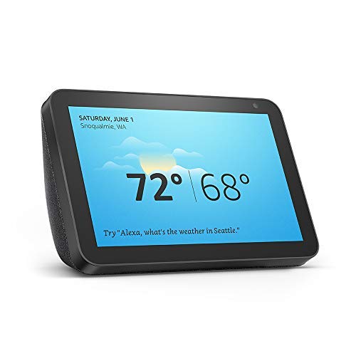 Echo Show 8 (Charcoal) Bundle with Senged 2-pack smart bulb starter kit
