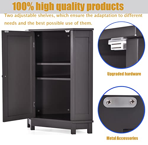 Shupsy Upgraded Bathroom Cabinet, Thickened Freestanding Storage Furniture, Stronger Triangle Corner Storage Cabinet with Adjustable Shelf and Doors for Kitchen,Living Room. (Black Brown)